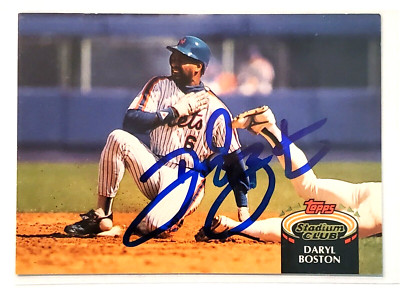 DARYL BOSTON Signed 1992 Stadium Club #328 New York Mets Card Autograph ...