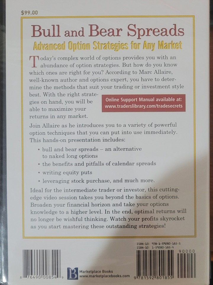 Bull and Bear Spreads Advanced Option Strategies for Any Market DVD Marc Allaire 9781592801855| eBay