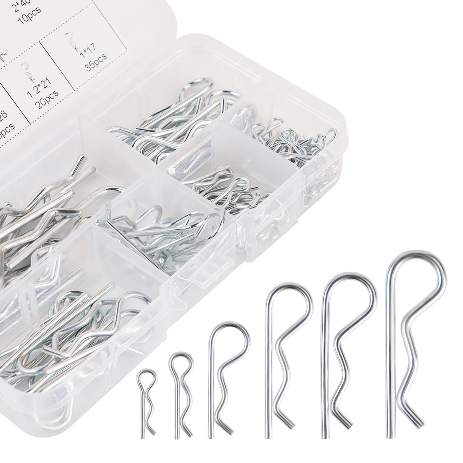 Cotter Pin R Clips Assortment Kit Zinc Plated Hitch Pin Fasteners ...