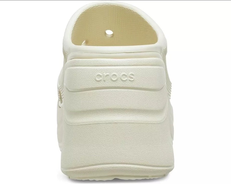 CROCS SIREN PLATFORM CLOGS Heeled Beige Bone High Heel Platform Sandals ...