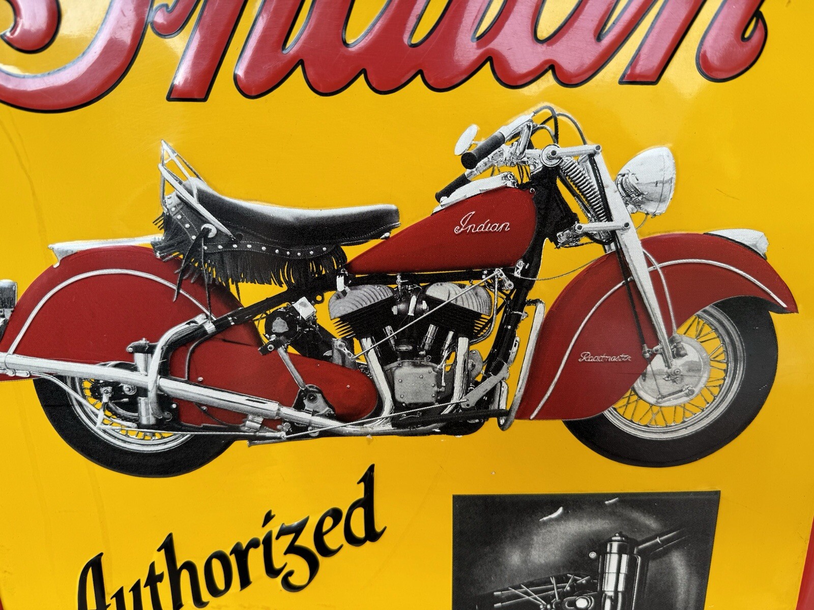 Vintage Indian Motorcycle Sign Single Side Painted Embossed | eBay