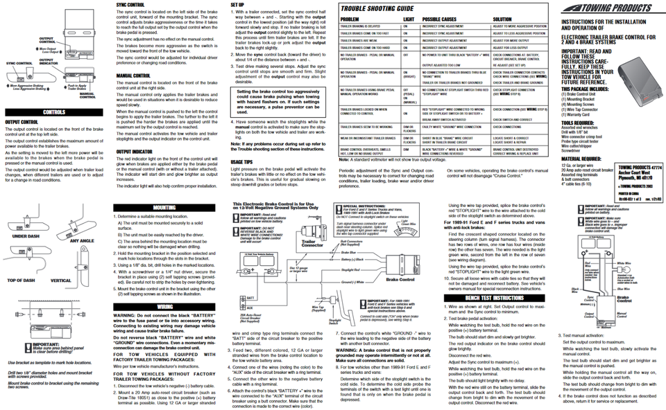 Draw-Tite Activator Brake Controller Control Module Trailer Towing Kit ...
