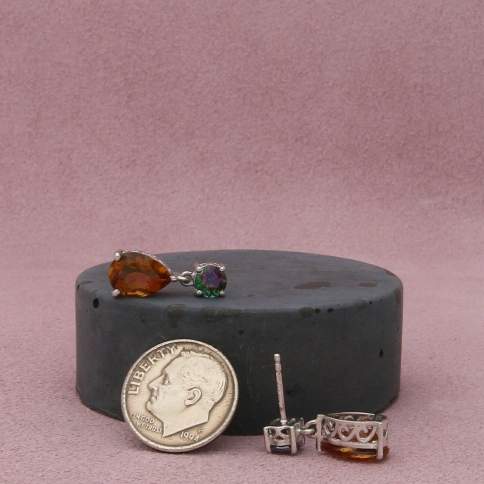 chuck clemency sterling silver mystic topaz & smokey quartz dangle ...