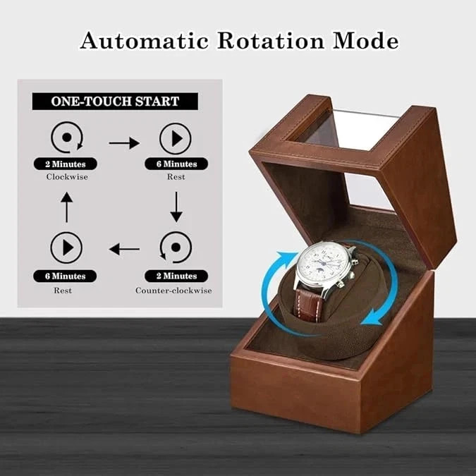 Automatic Rotation Single Watch Winder Box Leather Storage Display Case ...