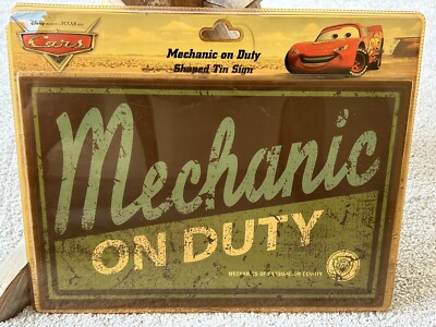 Disney Pixar Cars 2006 Tin Sign Mechanic On Duty New Deadstock | eBay