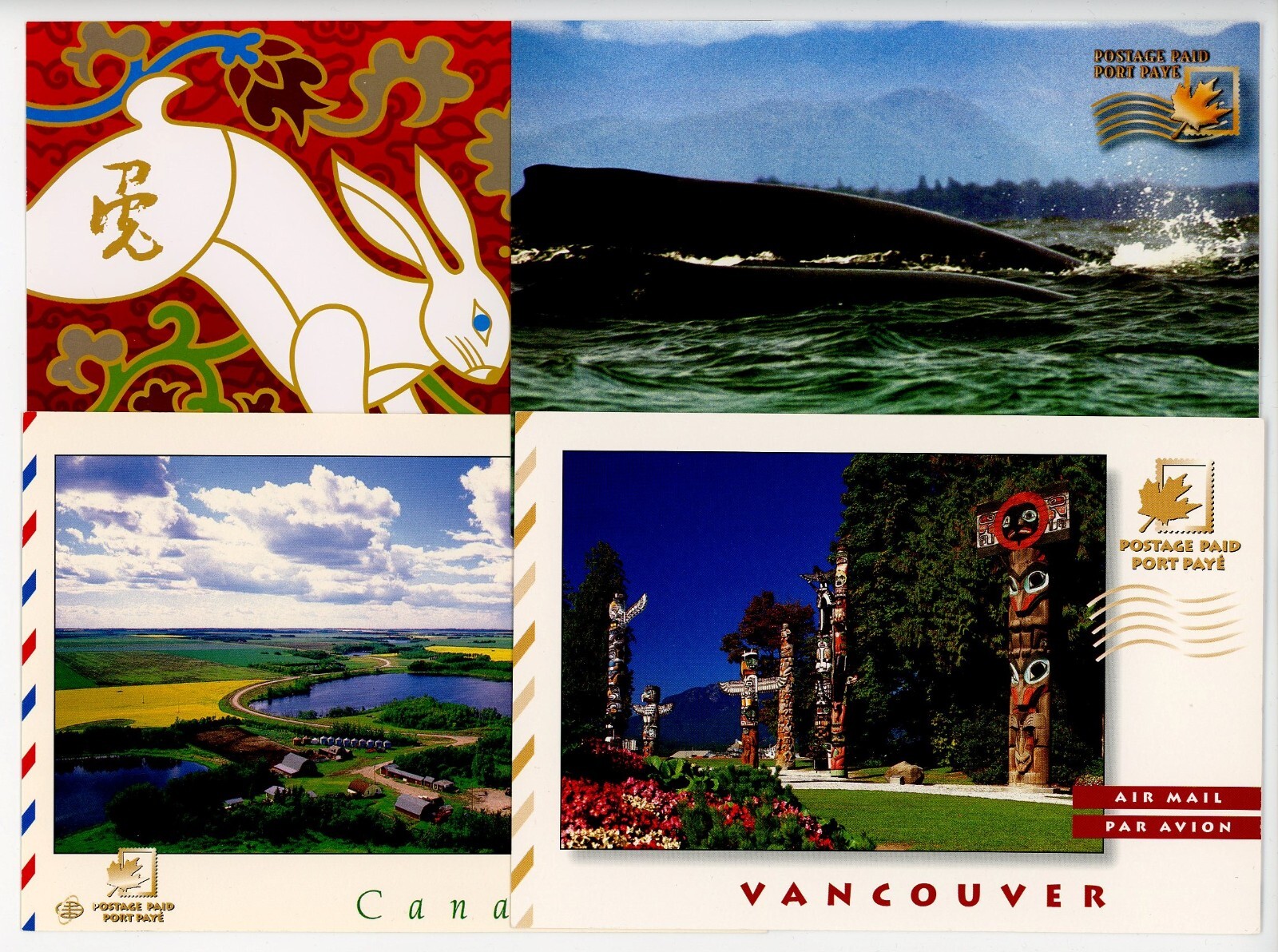 Canada Postcards Pre Paid Postage Stamps Vancouver Lot of 4 Stationary ...