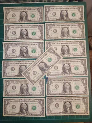 Lot (13) 2013 B One Dollar Star Notes *B* Printed In Ft. Worth, TX | eBay