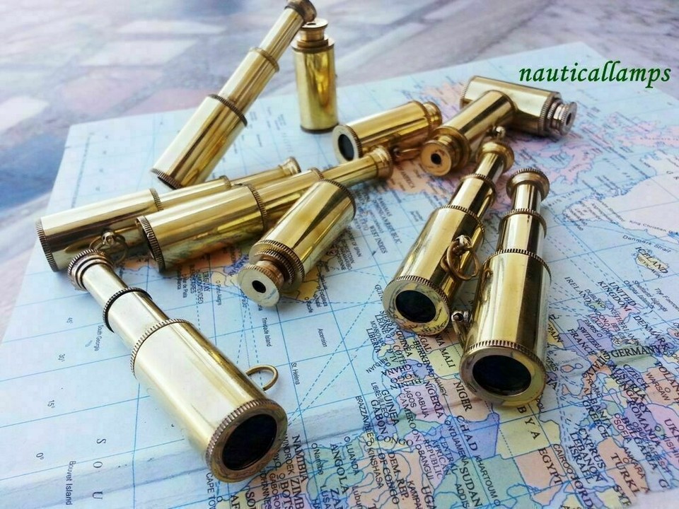 BRASS KEY CHAIN TELESCOPE NAUTICAL WHOLESALE LOT OF 100 PC TELESCOPE ...