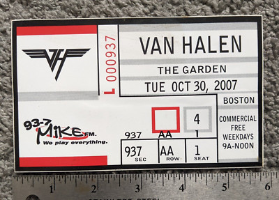 2007 Van Halen BOSTON GARDEN OCT 30 8" BUMPER STICKER UNUSED 93-7 MIKE ...
