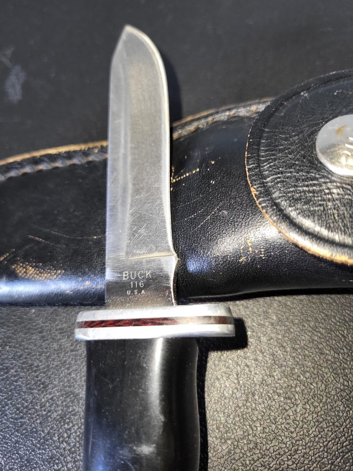 Vintage Buck 116 Fixed Blade Caper Knife With Leather Sheath USA | eBay