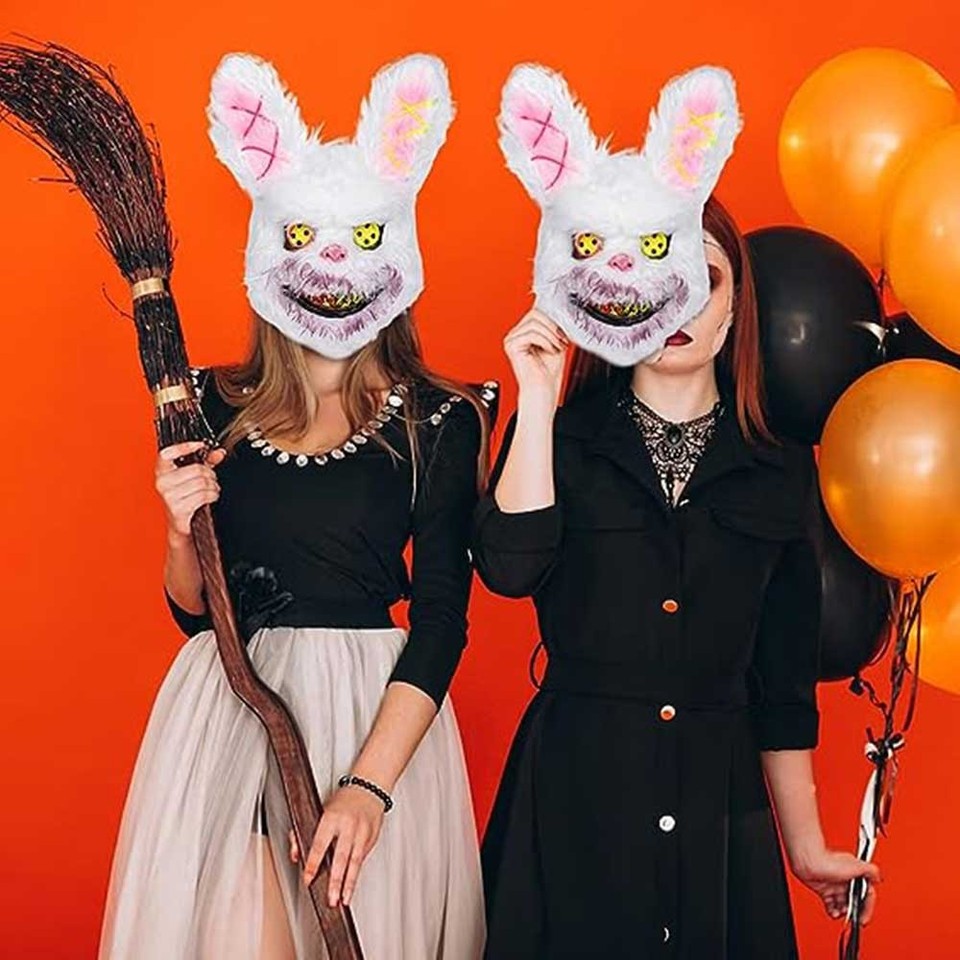 Halloween Mad Rabbit Scary Light up Bunny LED Mask Cosplay Costume ...