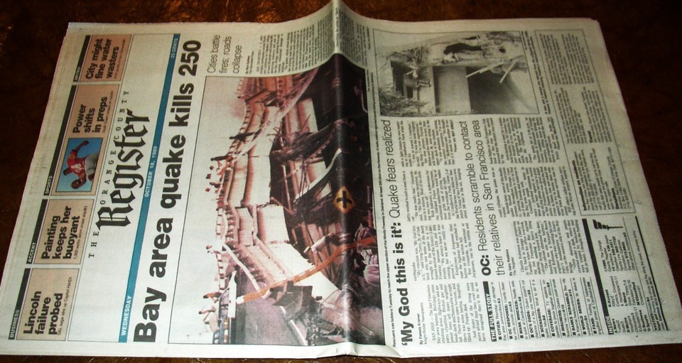 Loma Prieta San Francisco Bay Earthquake Orange County Register Oct ...