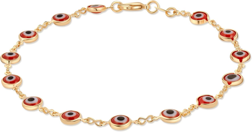 18K Gold Plated Evil Eye Anklet Bracelet - Made in Brazil 744759548689 ...