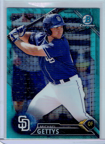 MICHAEL GETTYS 2016 Bowman Chrome SKY BLUE REFRACTOR RC #BDC-185 Padres ...