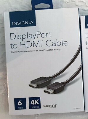 New Insignia - 6' DisplayPort To HDMI Cable - Black - NS-PD06502 | eBay