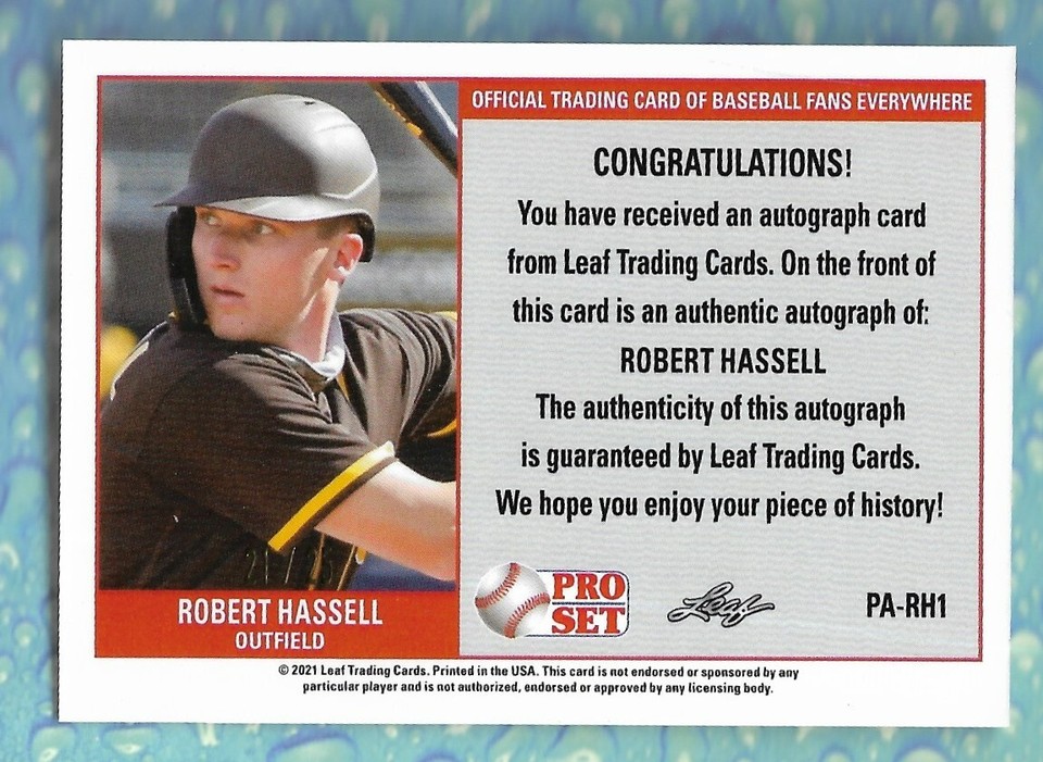 ROBERT HASSELL III 2021 LEAF PRO SET SP ROOKIE RC AUTOGRAPH AUTO CARD ...