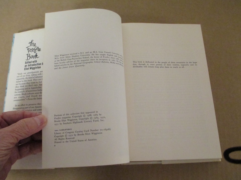 The Foxfire Book by Eliot Wigginton Hardcover 1972 Vintage | eBay