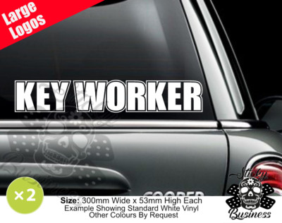 2x KEY WORKER Stickers A4 SIZE TWO Large Car Van Virus - 13 COLOURS ...
