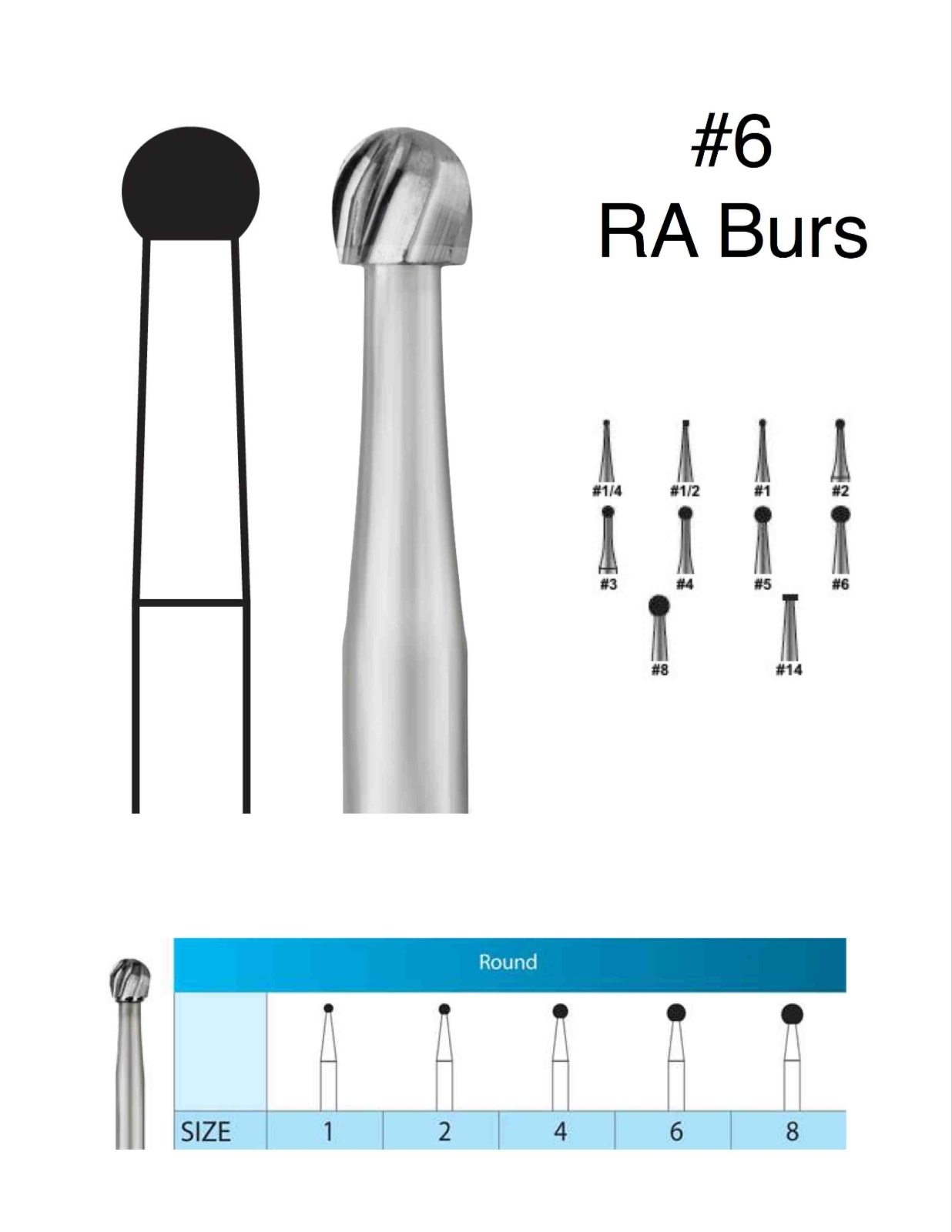 RA #6 round carbide bur for slow speed latch type #6 RA bur | eBay
