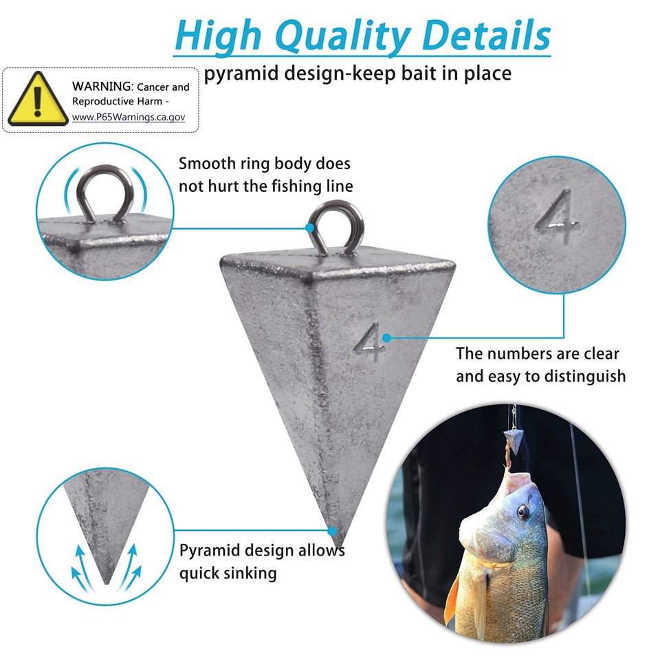 Pyramid Sinkers Fishing Weights Saltwater Pyramid Weights for Surf Fishing Ge... | eBay