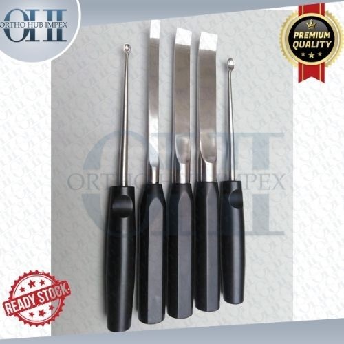 Periosteal Elevator & Bone Curette Chisel Set 5 Pcs Orthopedic Spine ...
