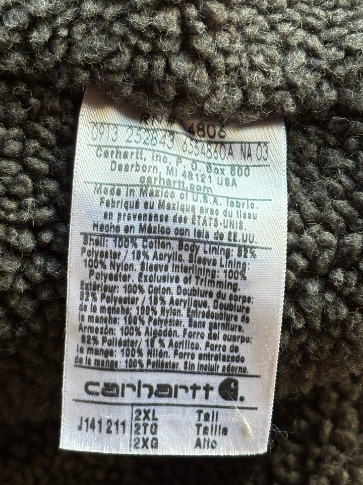 Carhartt Sherpa Lined Jacket 2XL Mens Gold Hoodie Broken Zipper Vintage ...