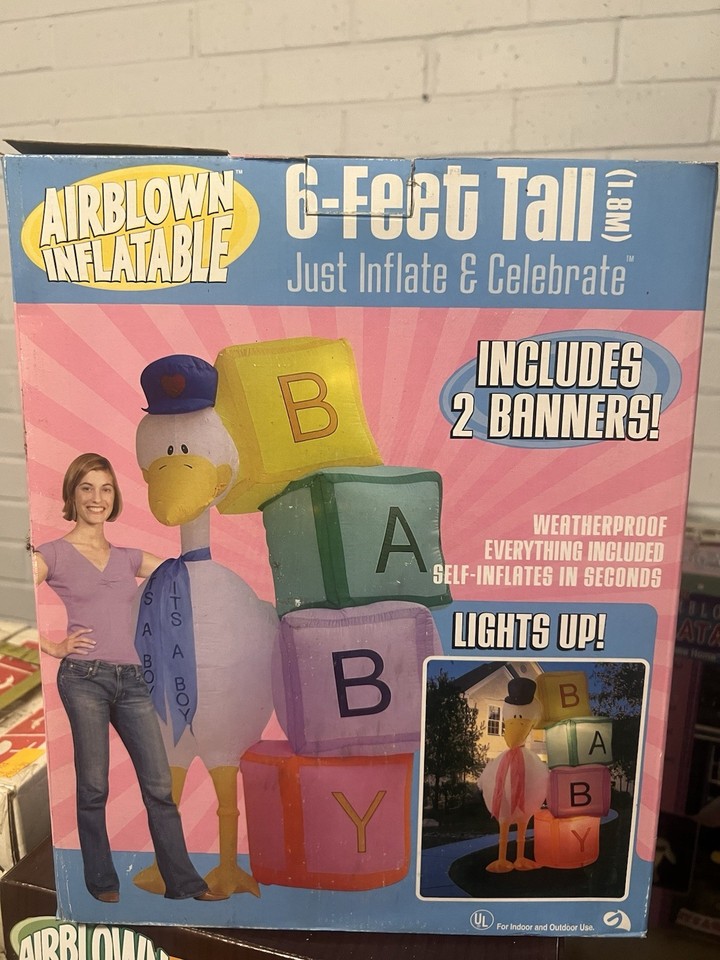 Gemmy 2004 6ft Tall Gender Reveal Swan & Blocks Airblown Inflatable | eBay