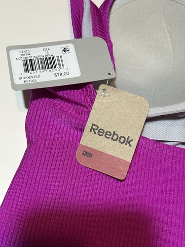 New With Tags Size 12 Reebok Whole Piece Swimsuit Bathing Suit Fushia ...