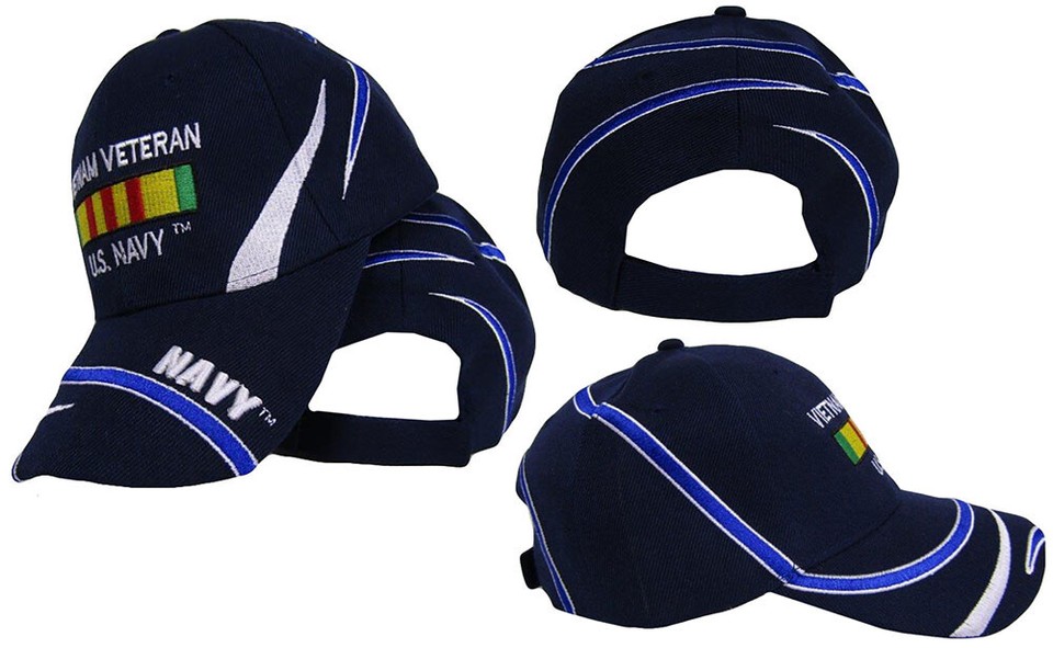 NEW U.S. Navy Vietnam Veteran with Ribbons Baseball cap hat. Navy Blue ...