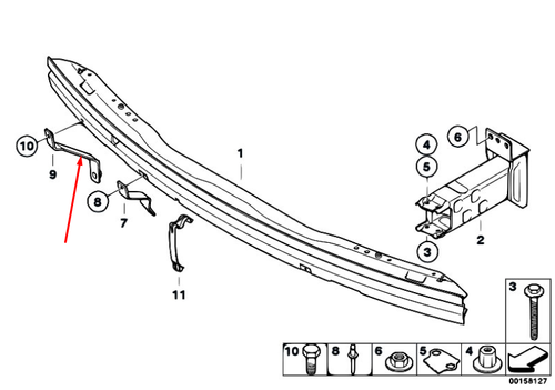 New BMW X3 E83 Front Bumper Right Metal Bracket 51113414744 3414744 | eBay