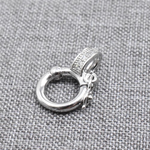 925 Sterling Silver Round Lobster Clasp Rhodium Plated w/ CZ for ...