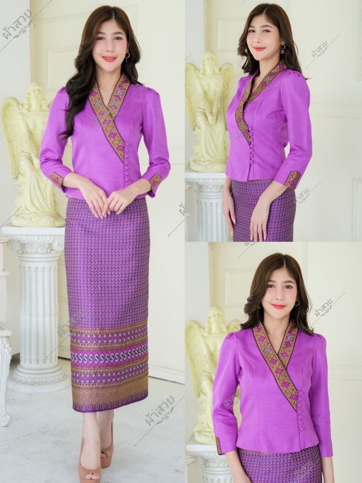 THAI/LAOS TRADITIONAL SILK BLOUSE AND SKIRT SET'S - CHEST SIZE 32" - 46 ...