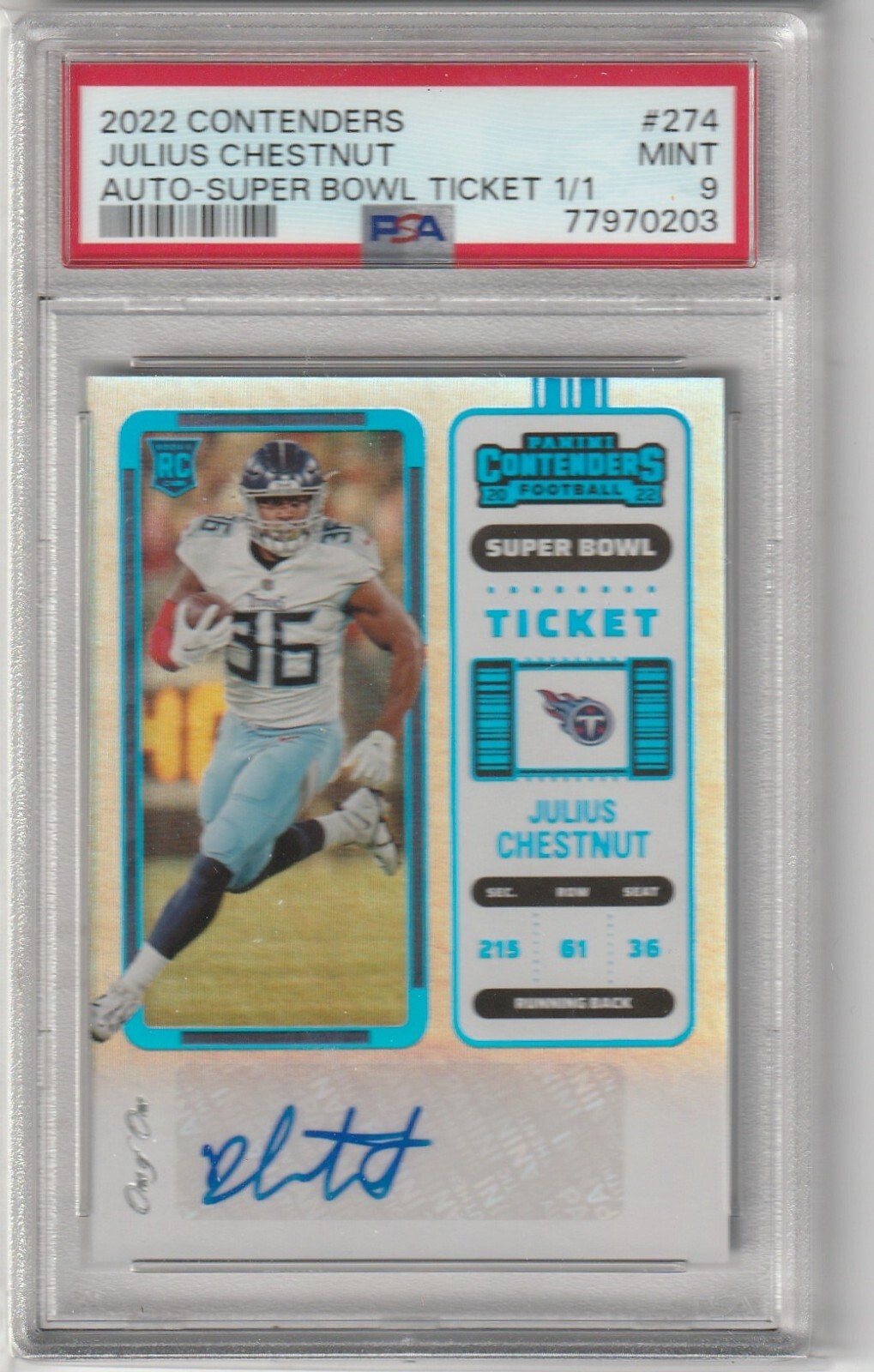 2022 Panini Contenders Julius Chestnut Super Bowl auto RC PSA 9 - 1/1 ...