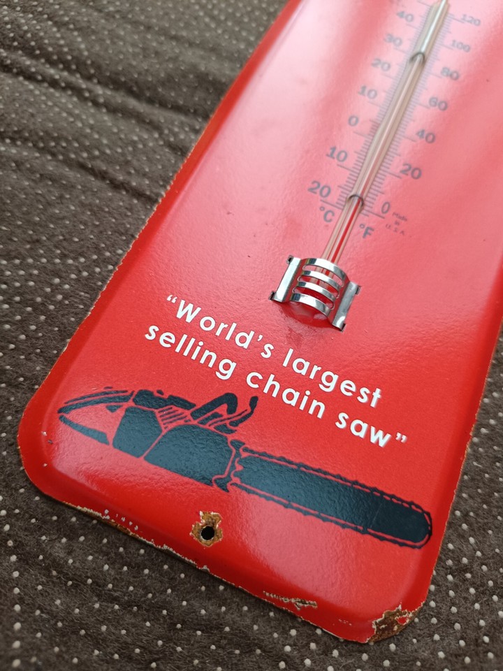 Vintage STIHL Thermometer Tin merchandise Chain Saw Machine advertising ...