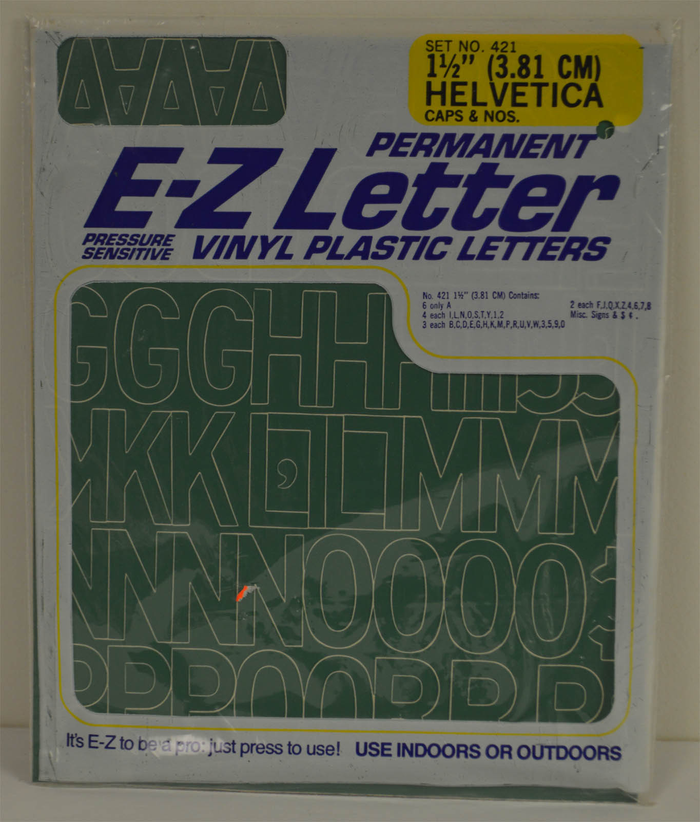 E-Z Letters 1 1/2" HELVETICA Permanent Vinyl Plastic Letters New GREEN ...
