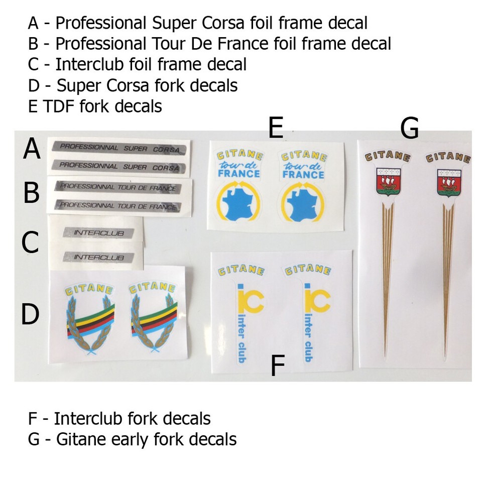 Gitane TDF Supercorsa Interclub choices silver chrome decals ...