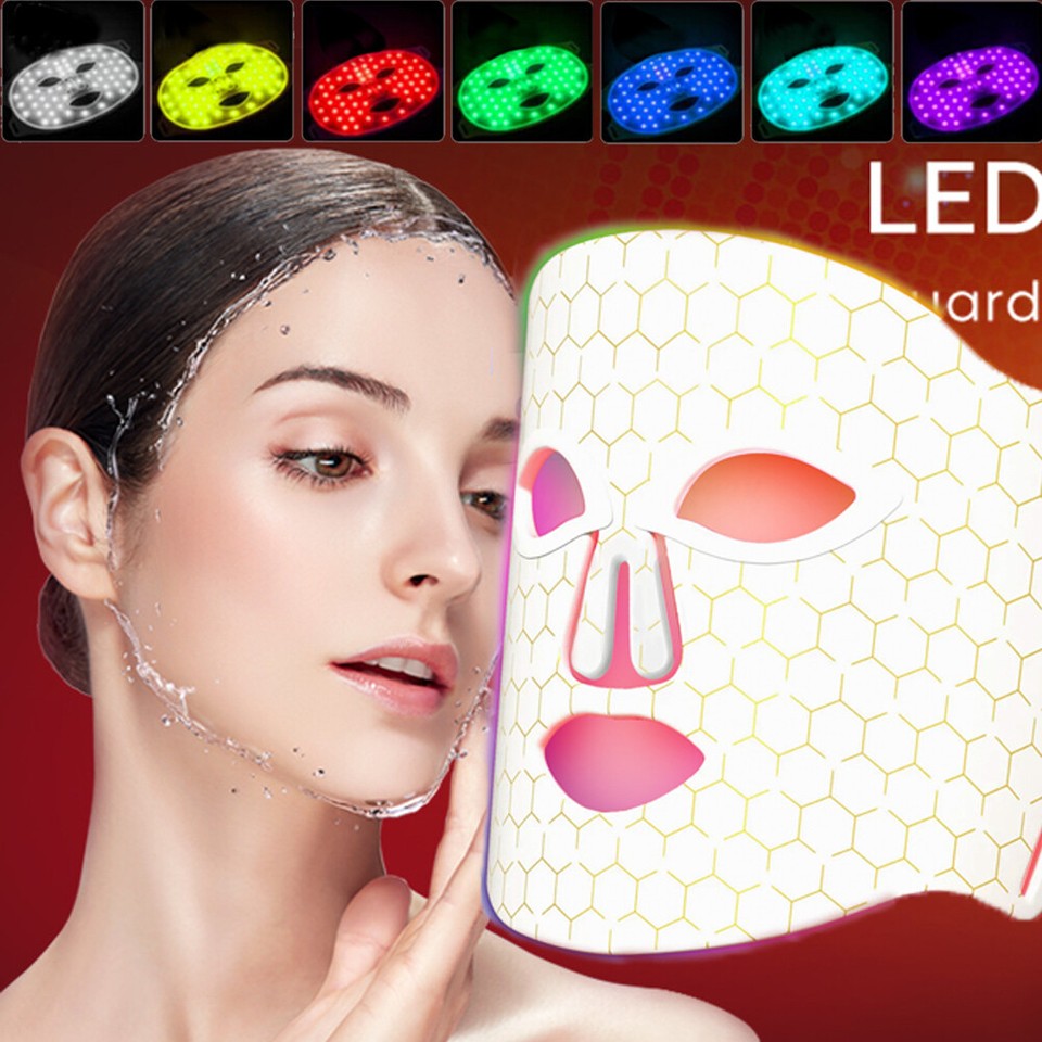 LED Light Therapy Facial Mask Light Therapy Mask 7 Colors Facial Skin ...