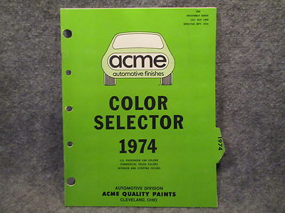 1974 ACME Automotive Finishes Color Selector Manual Guide Chevrolet ...