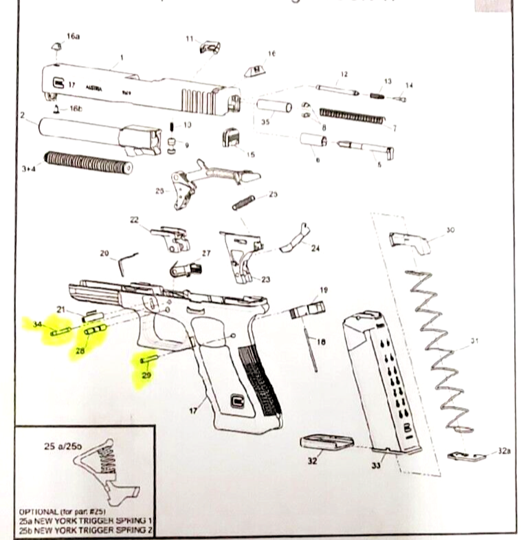 Glock Gen 3 Pin Kit Set for Glock 17 19 20 21 22 23 26 27 34 38 ...