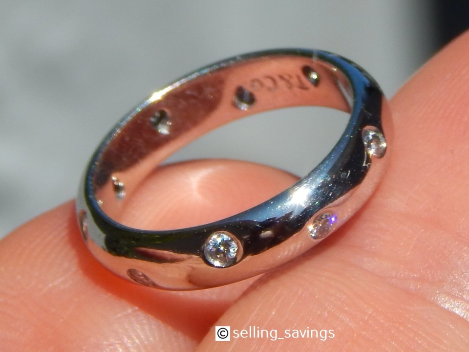 950 PLATINUM TIFFANY & CO ETOLIE DIAMOND GYPSY FLUSH SET 4MM BAND RING ...