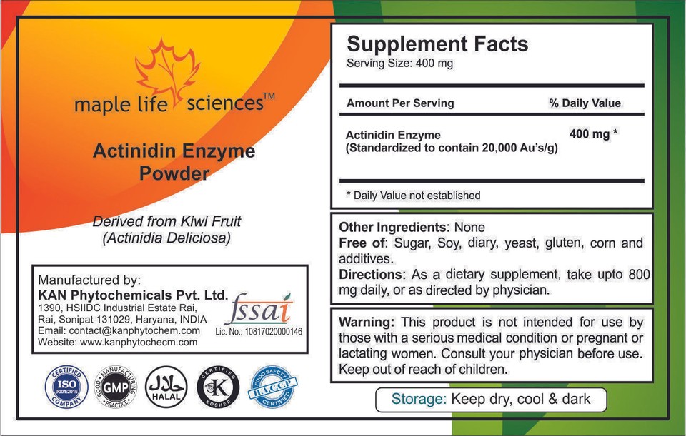 Actinidin Enzyme 20000 Au/g Kiwi Actinidia Deliciosa Helps Normalize ...