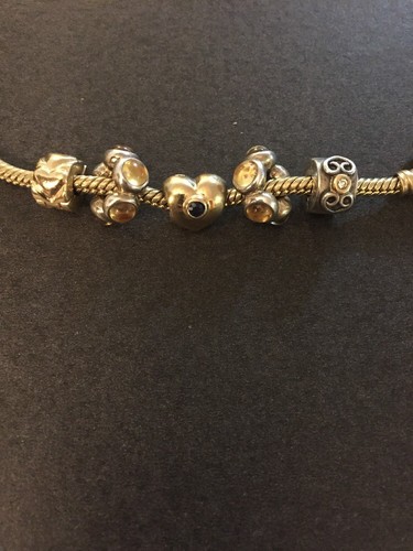 Authentic Rare PANDORA 14K Yellow Gold Bracelet With 9 Rare Retired ...