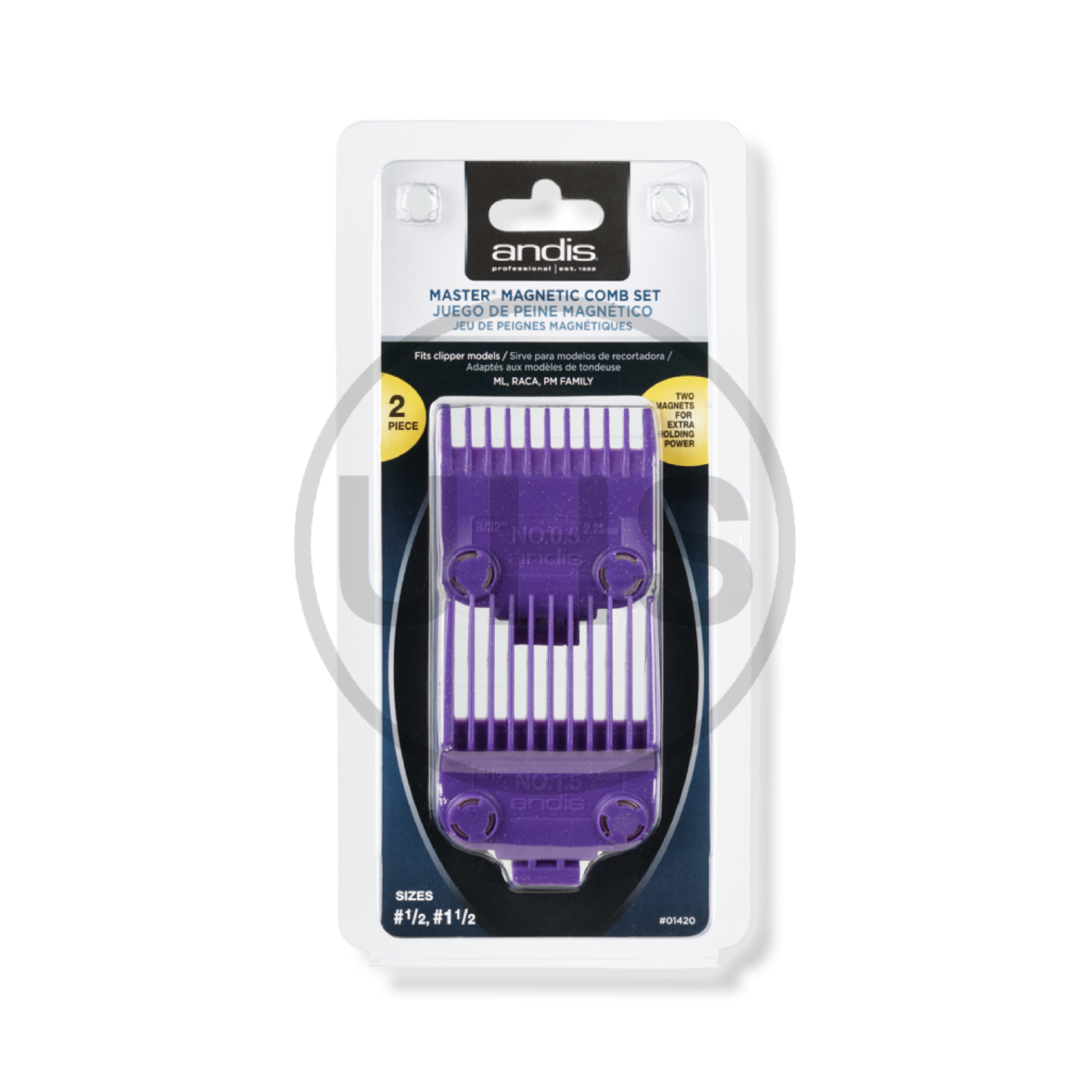 Andis Master Dual Magnetic Comb Set - Dual Pack 0.5 & 1.5 | 01420 | AUS ...