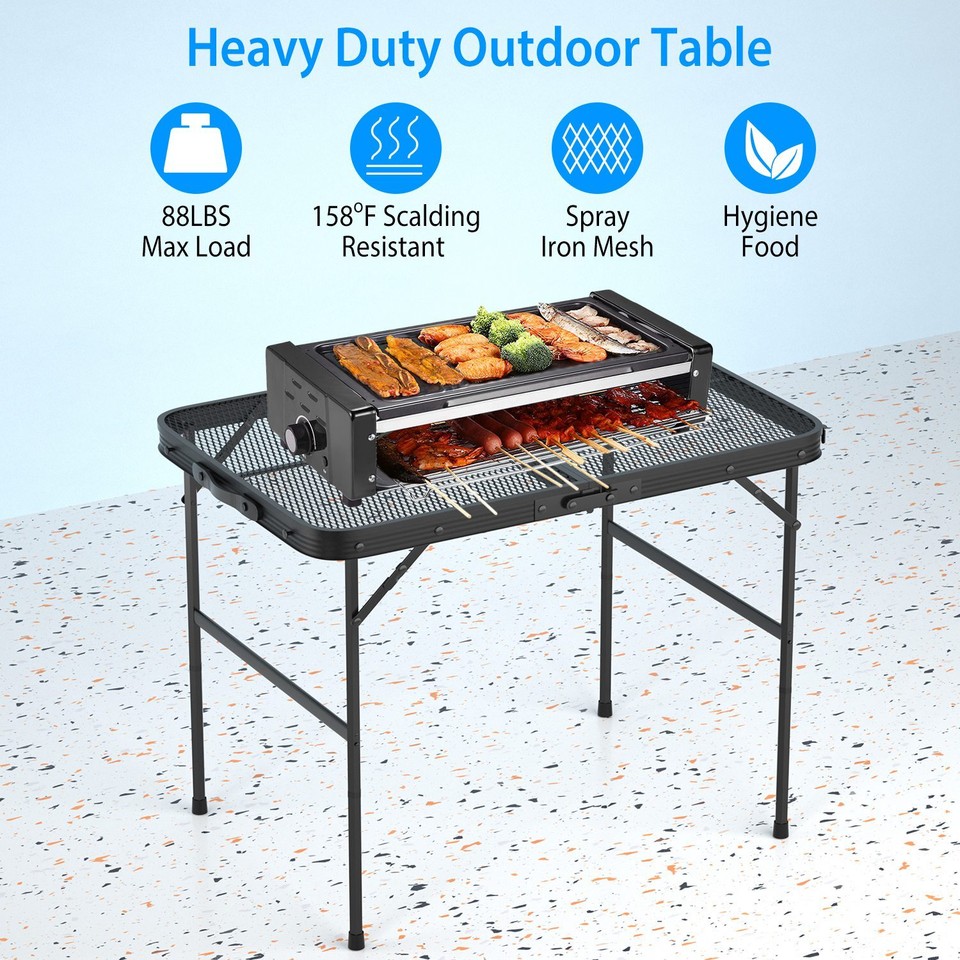 Folding Grill Table for Outdoor, Small Portable Grilling Table with ...