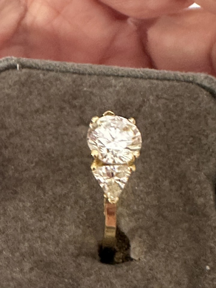 14K Gold Electroplate Cubic Zirconia Diamond Ring Round Solitaire Size ...