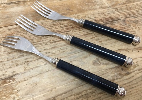 EME Italy Stainless Flatware Arcadia Black 84483 Italy 3 Salad Forks 18 ...