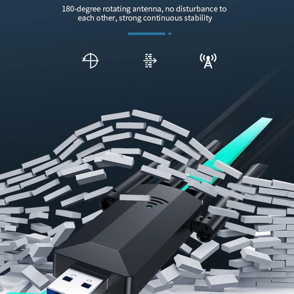 1200Mbps PCI-E Wireless WiFi Card 2.4/5G Dual Band Desktop PC Network ...