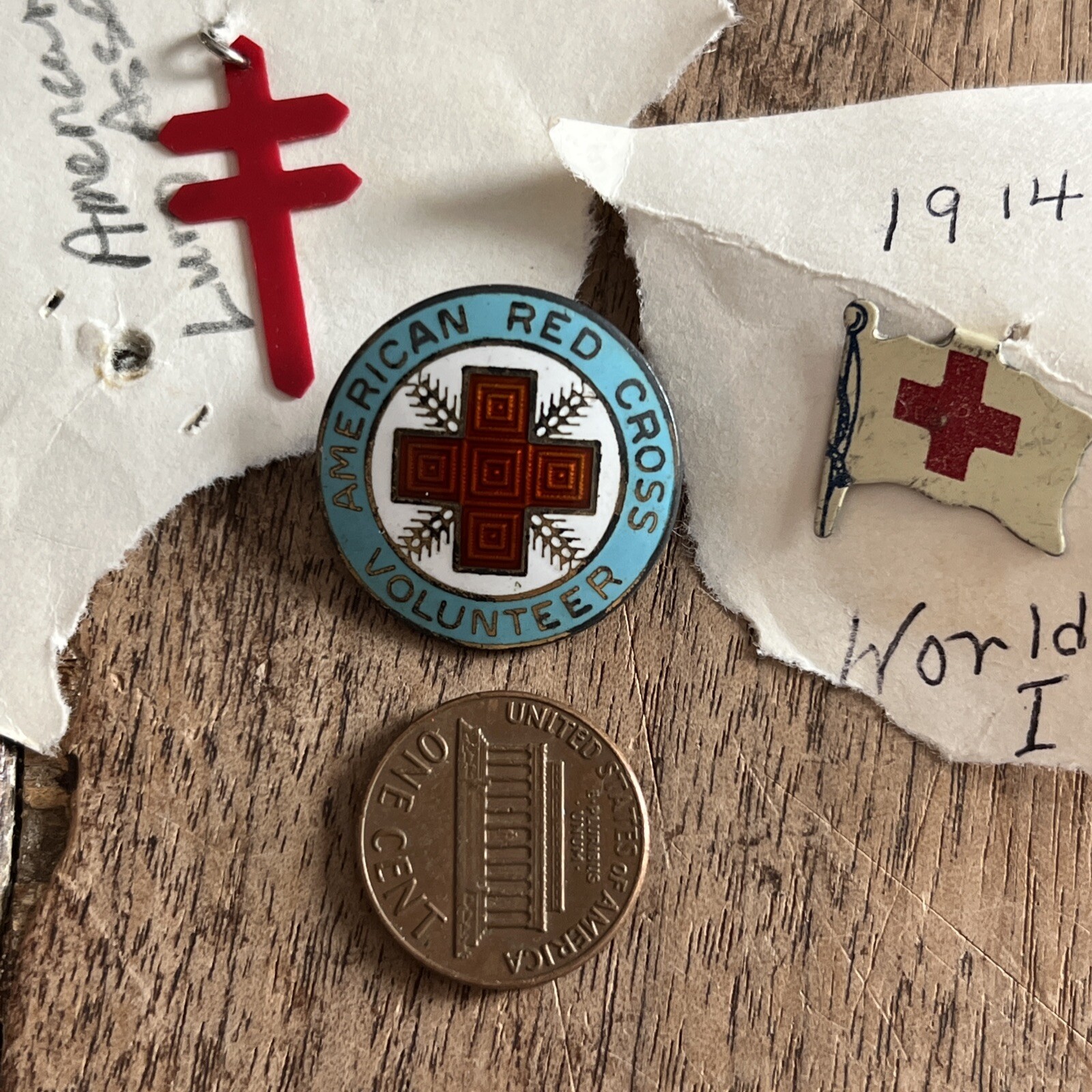 RARE VTG WW2 American Red Cross Volunteer Pin, Sterling Silver & More # ...