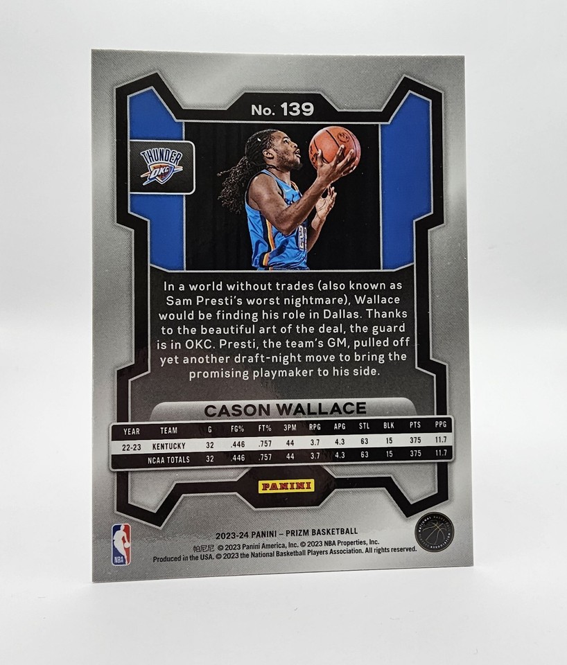CARSON WALLACE 2023-24 Panini Prizm #139 Rookie RC Oklahoma City ...