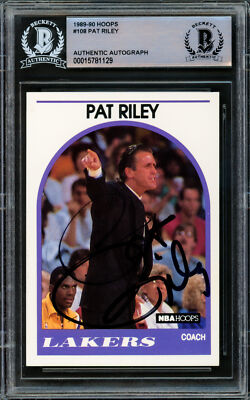 Pat Riley Autographed Signed 1989-90 Hoops Card #108 Lakers Beckett ...